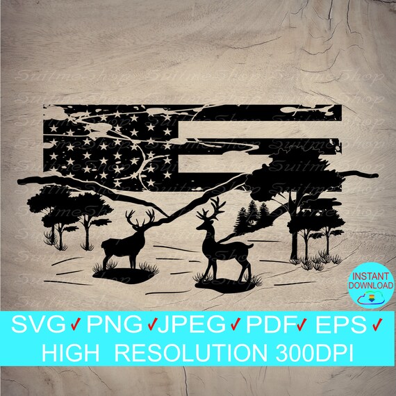 Deer in a Forest Svg Nature Wildlife Svg mountain Svg Deer | Etsy
