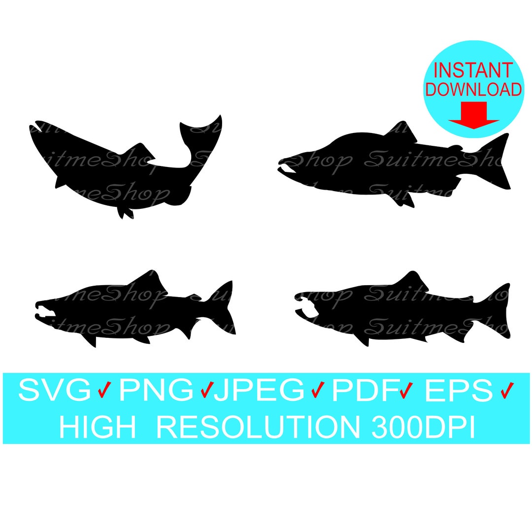 Salmon Svg Bundle Fish Svg Bundle Salmon Clip Art, Fish Digital, Cut ...