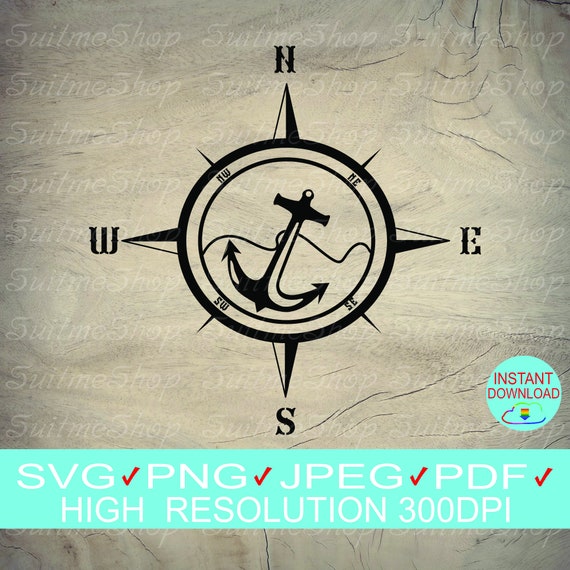 Adventure SVG Campass SVG Anchor Compass SVG File | Etsy