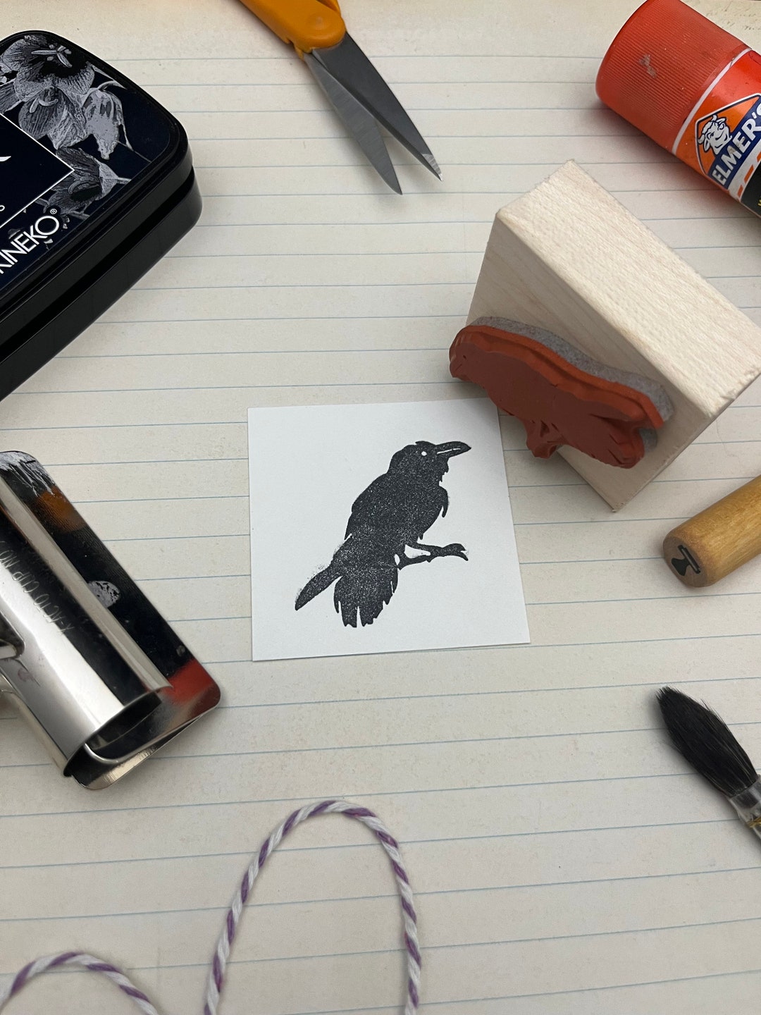 Perched Raven Rubber Stamp, Handmade Craft Stamp, USA Made - Etsy