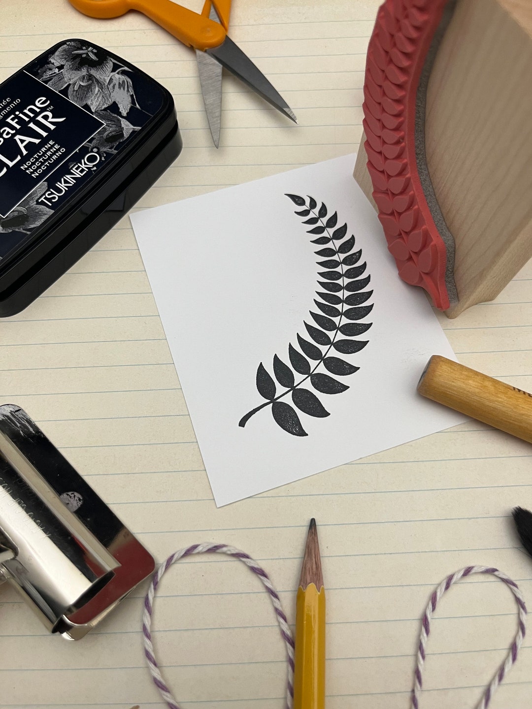 Right Bending Fern Rubber Stamp - Etsy