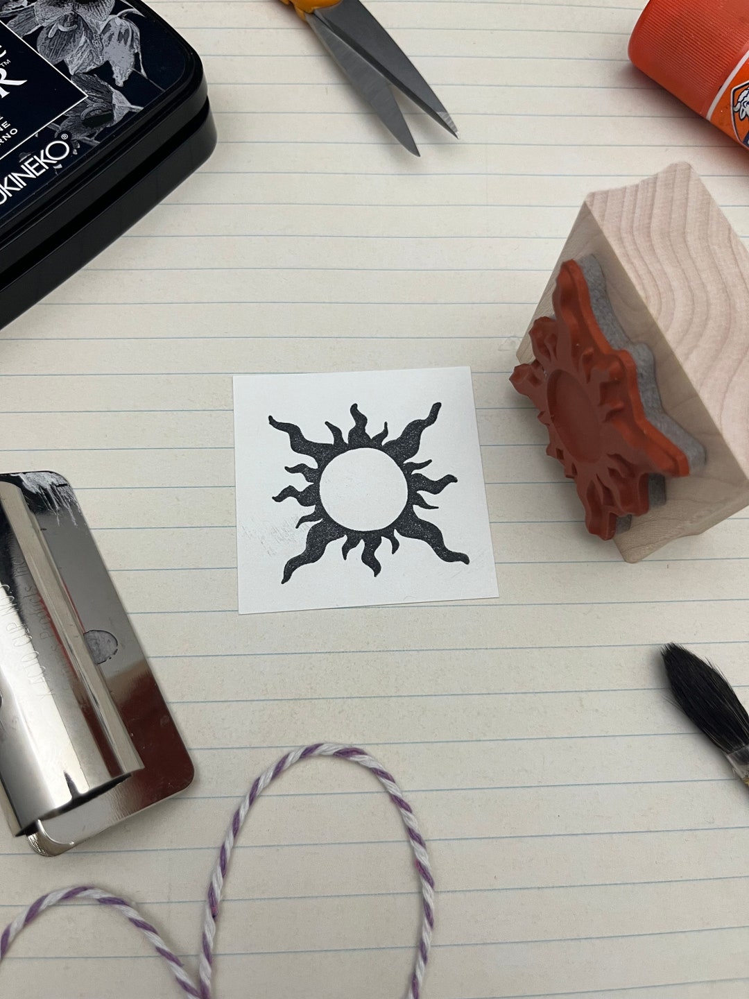 Solar Burst Rubber Stamp, Sun Outline, Handmade Maple Block, 1.5 In - Etsy
