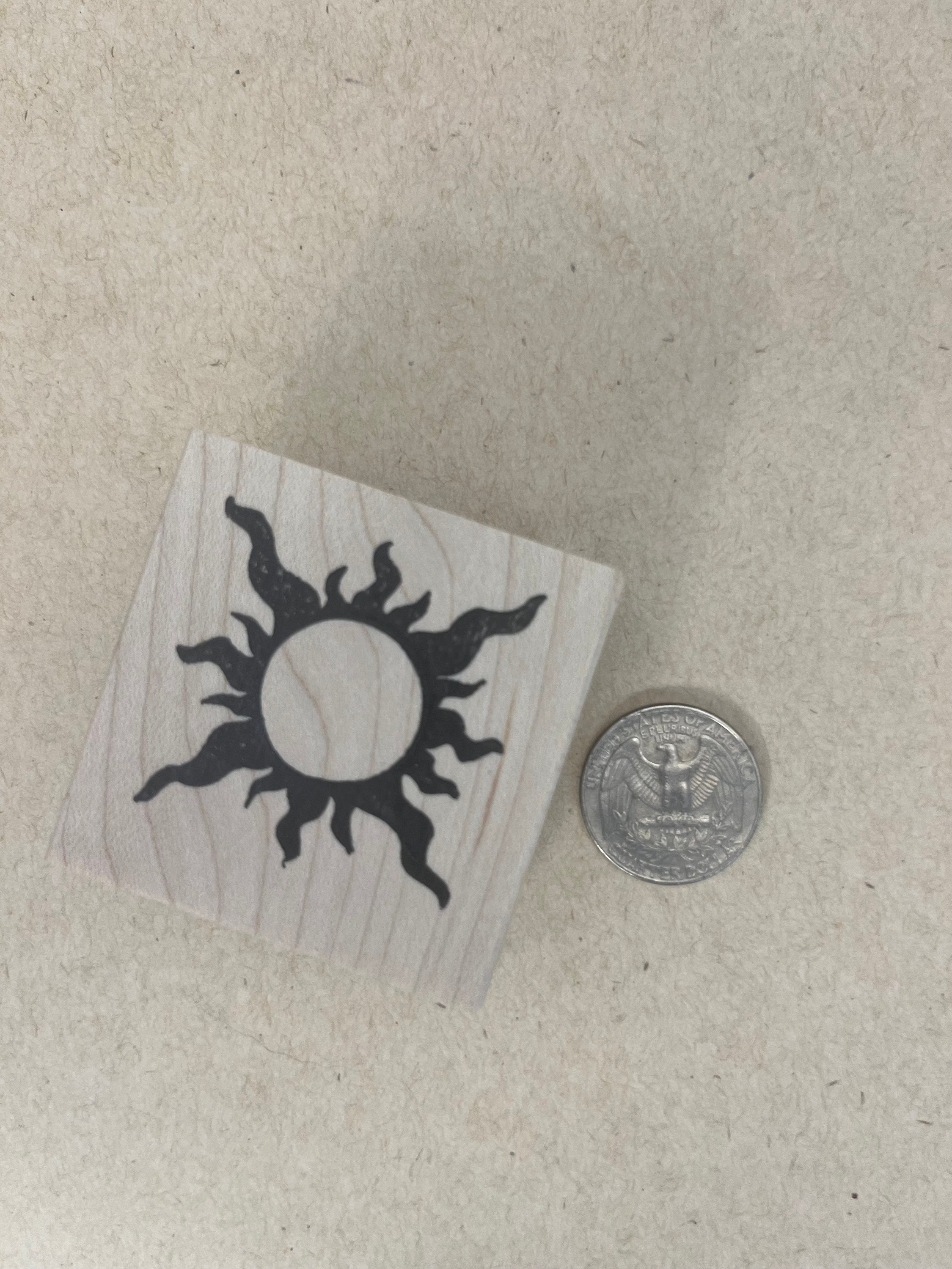 Solar Burst Rubber Stamp, Sun Outline, Handmade Maple Block, 1.5 In - Etsy