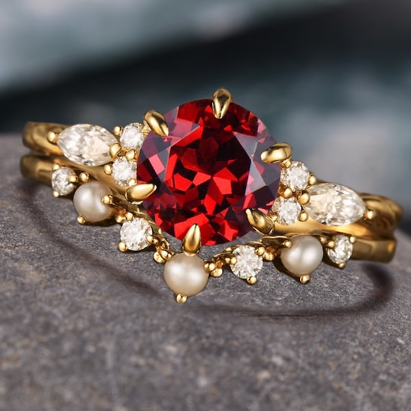 Pearl Ruby Ring - Etsy
