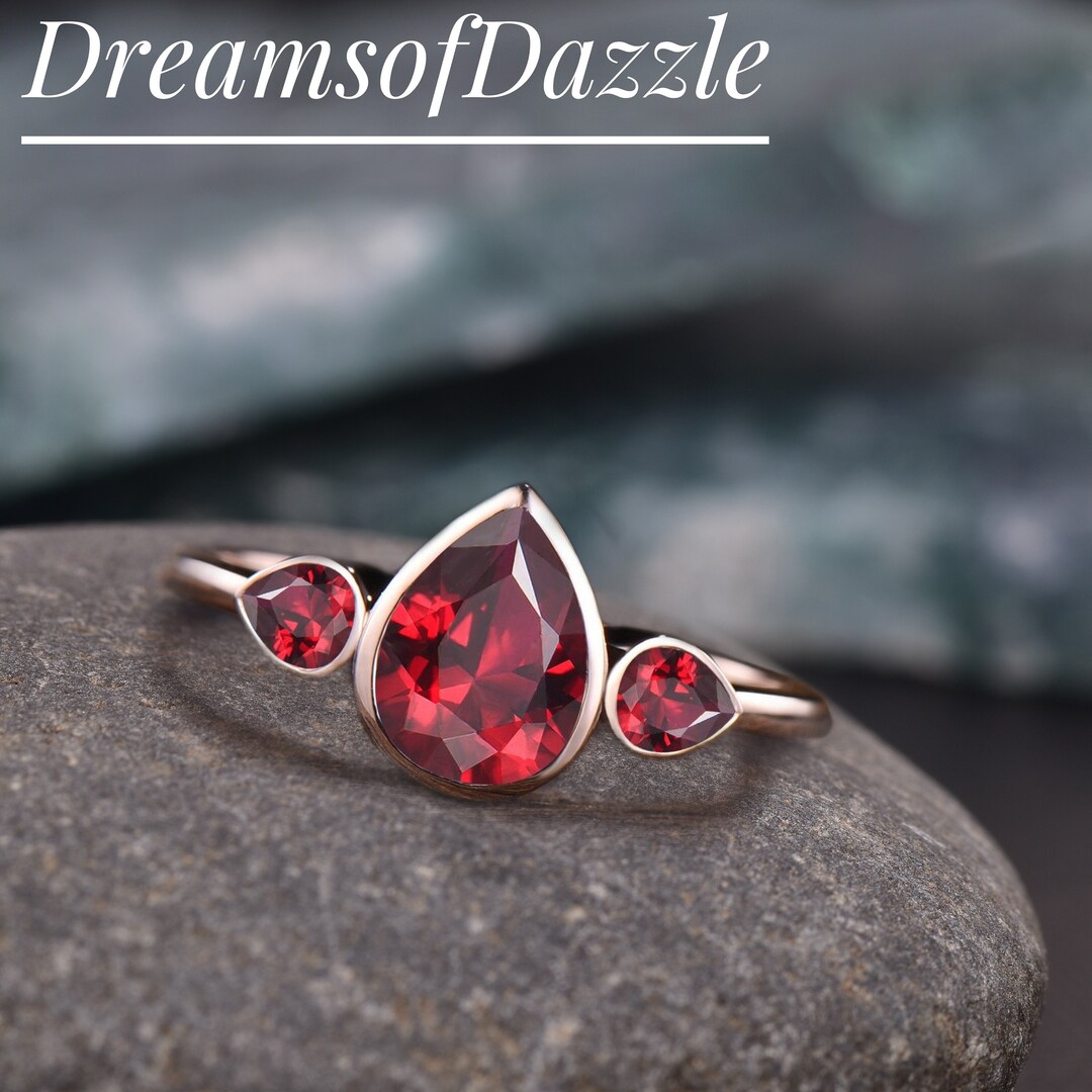 Vintage Pear Shaped Ruby Engagement Ring Sterling Silver 1.25ct Ruby ...