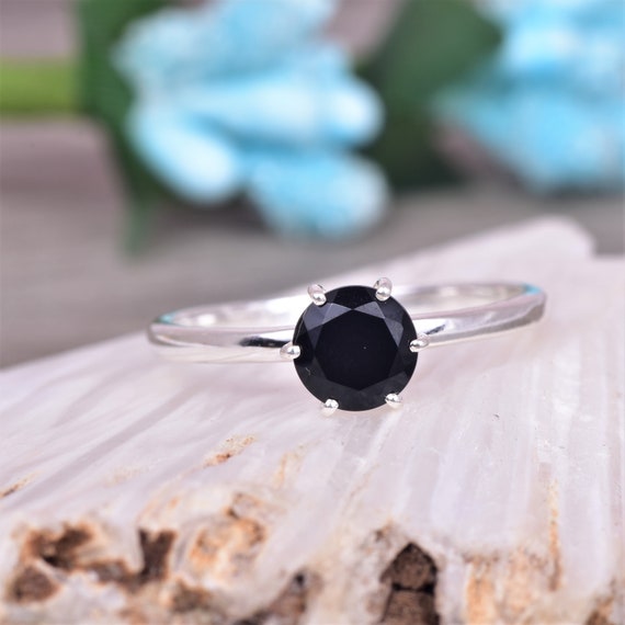 Minimalist Natural Onyx Ring Simple Onyx Ring Sterling - Etsy