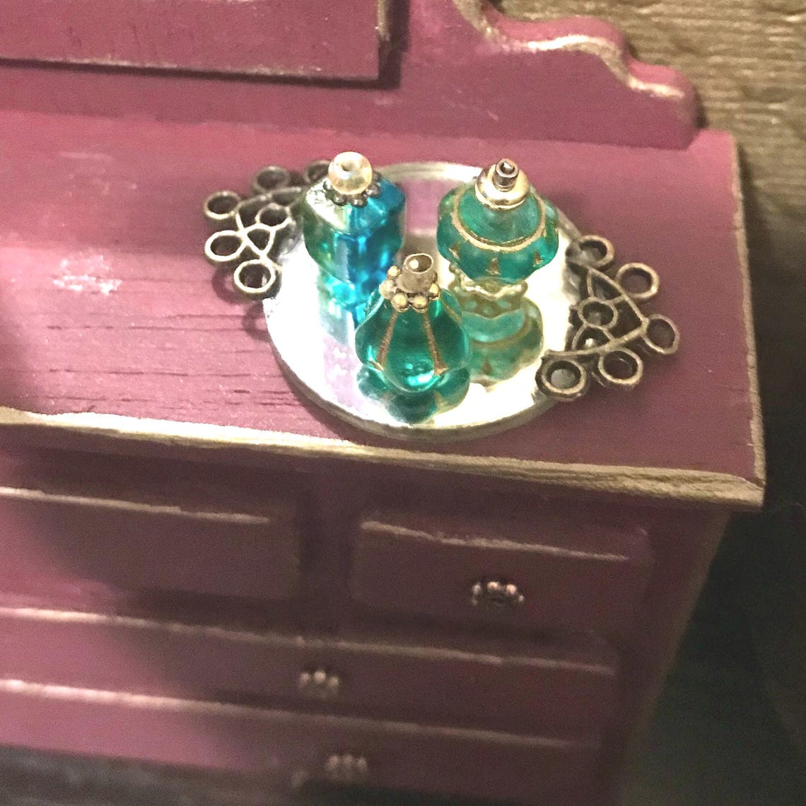 Miniature Vanity Tray With 3 Perfume Bottles - Etsy