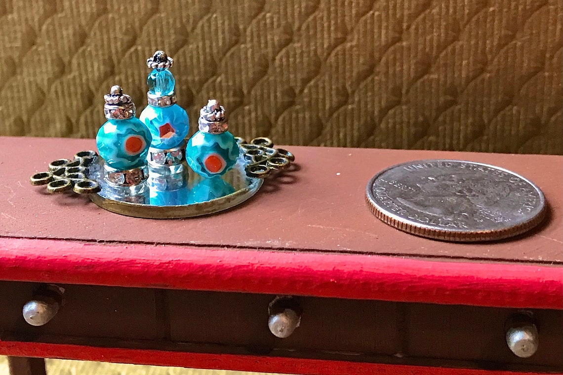 Miniature Vanity Tray With 3 Perfume Bottles - Etsy
