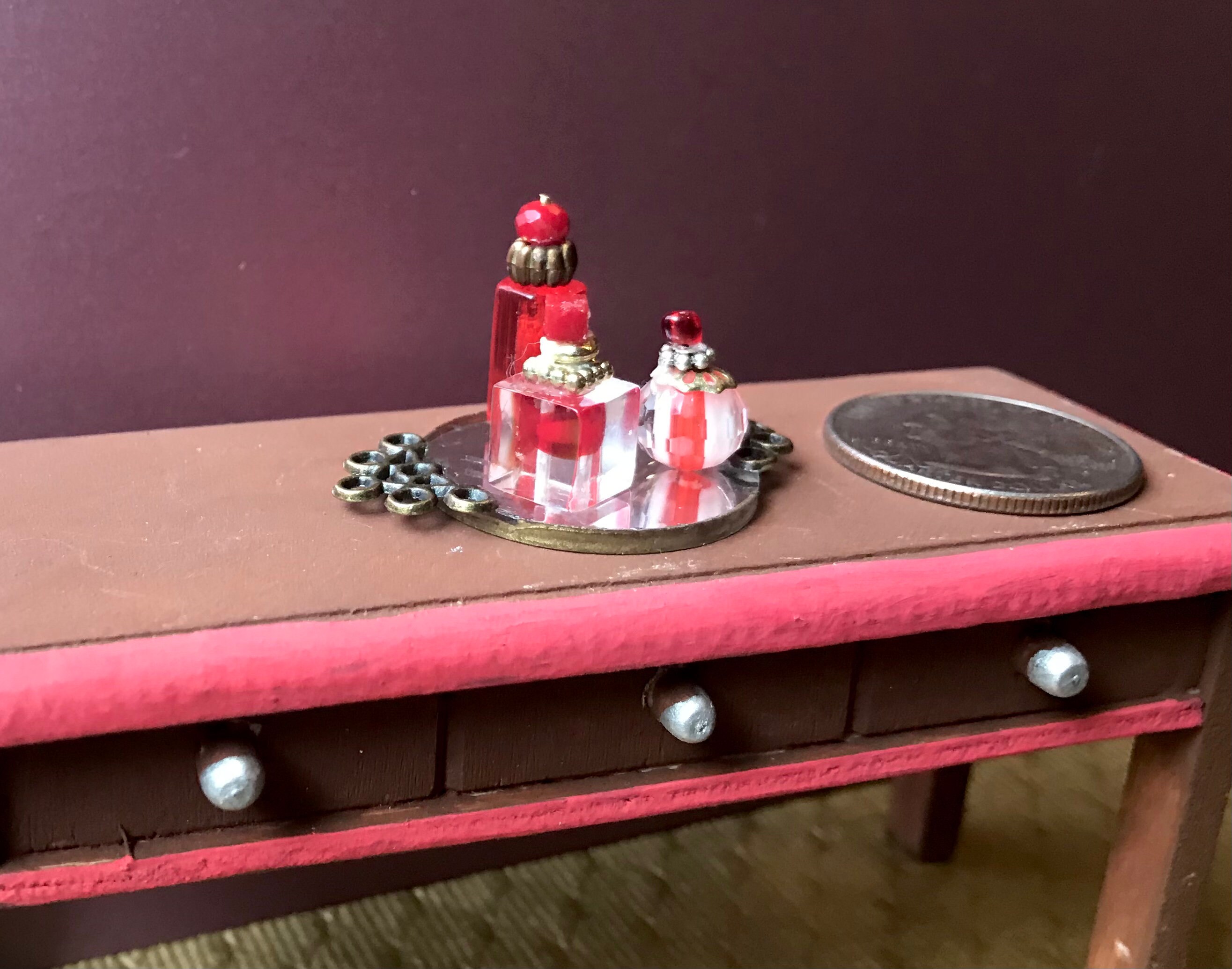 Miniature Vanity Tray With 3 Perfume Bottles - Etsy