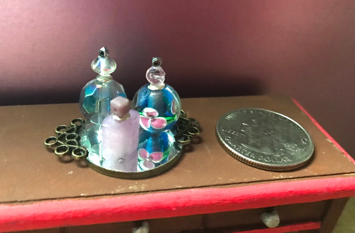 Miniature Vanity Tray With 3 Perfume Bottles - Etsy