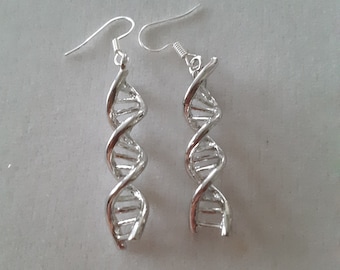 Silver DNA Double Helix Threader Earrings Science Jewelry - Etsy