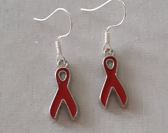 Red Ribbon Earrings - Etsy
