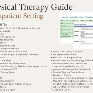 Physical Therapy Guide in the Inpatient Setting (digital Version) - Etsy