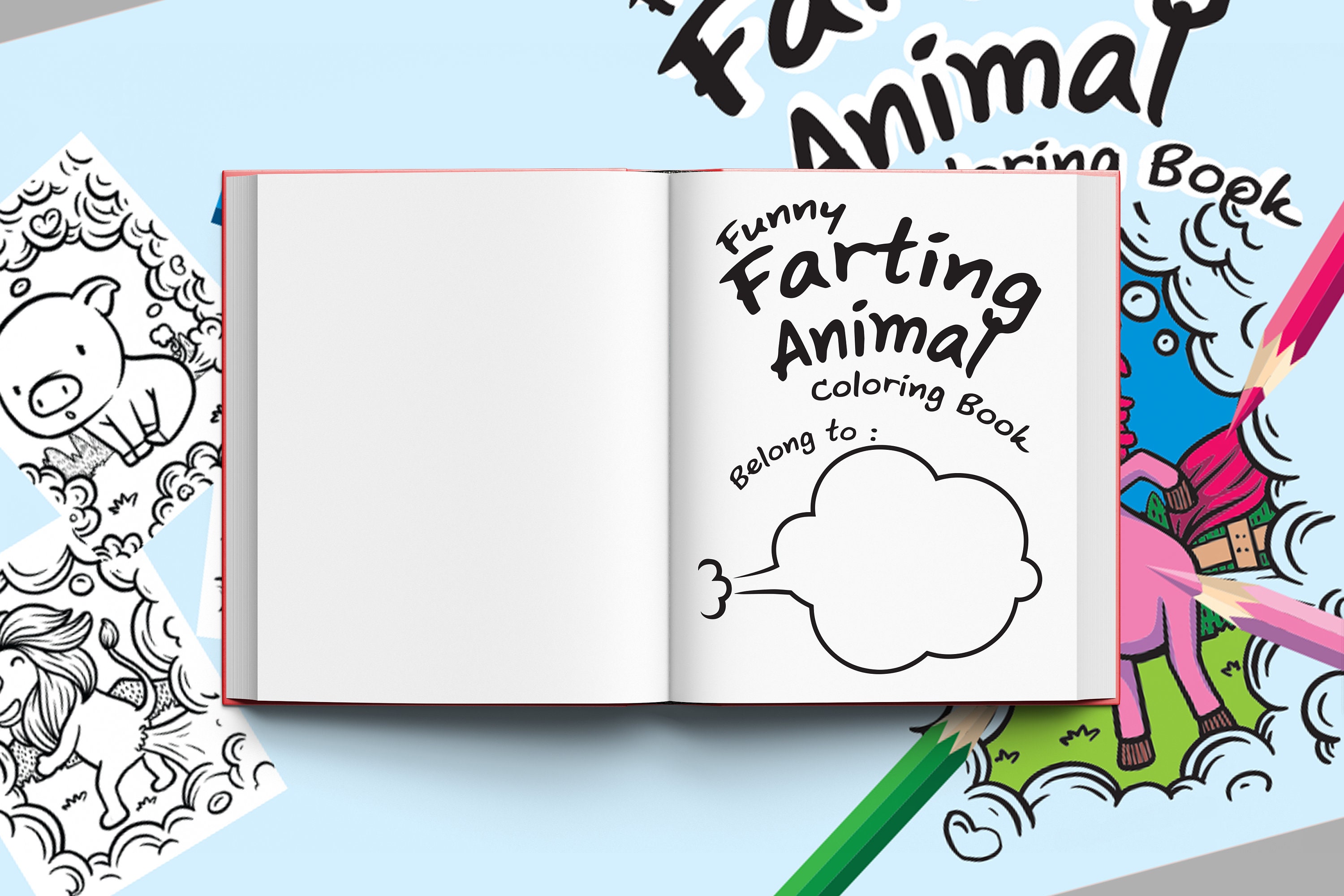 Kdp Coloring Book - Funny Farting Animal Coloring Book, PDF Printable ...