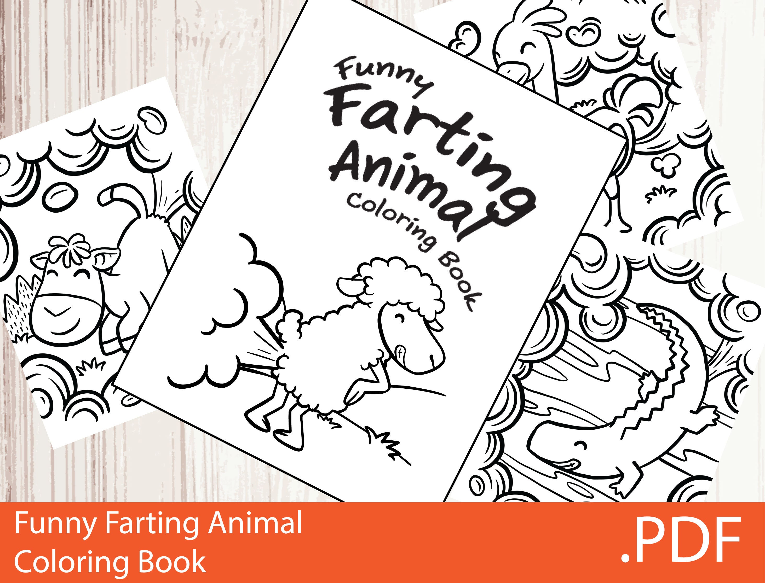 Kdp Coloring Book - Funny Farting Animal Coloring Book, PDF Printable ...