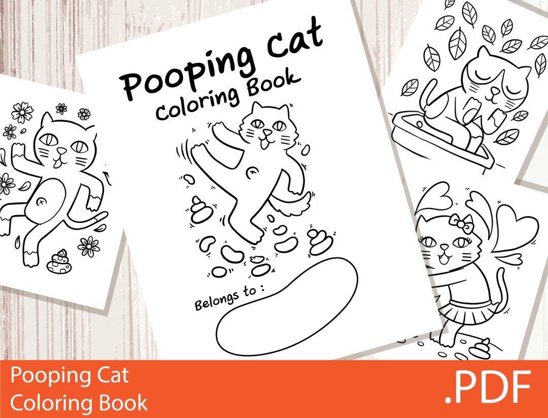 Kdp Coloring Book - Pooping Cat Coloring Book, PDF Printable Activity ...