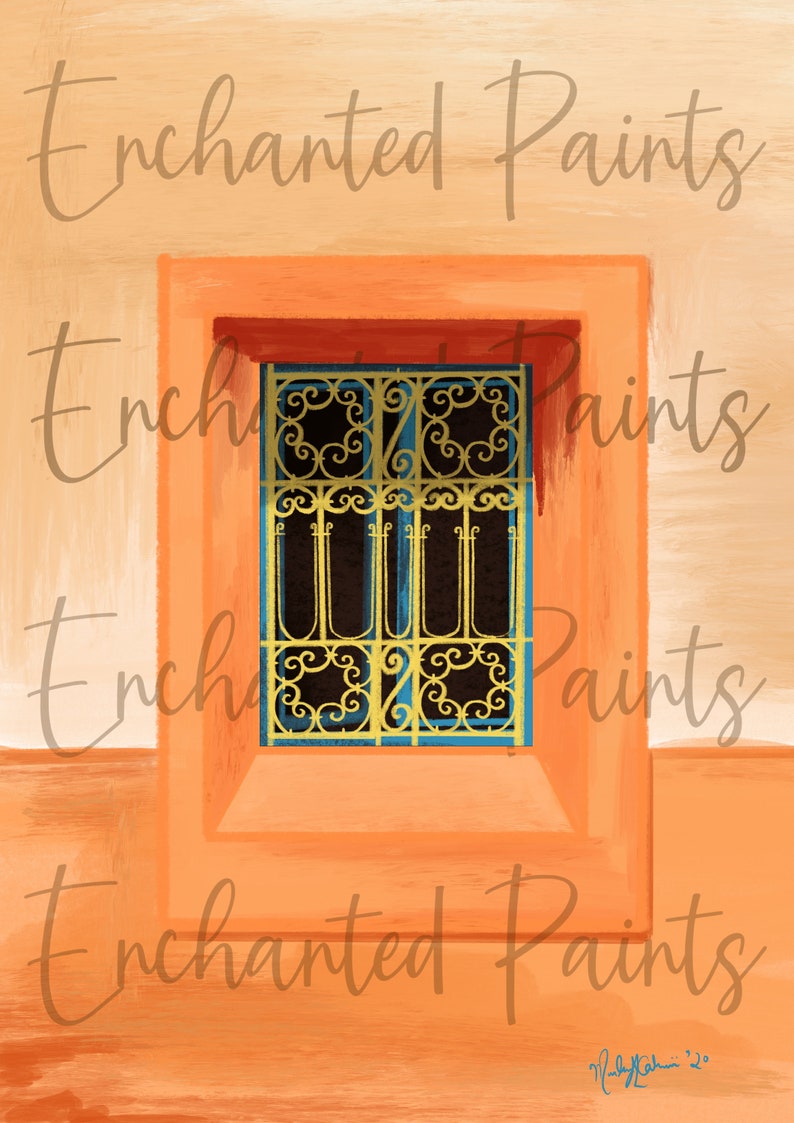 Moroccan Window Design, Digital Download, Orange Window Painting ...