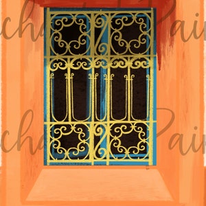 Moroccan Window Design, Digital Download, Orange Window Painting ...