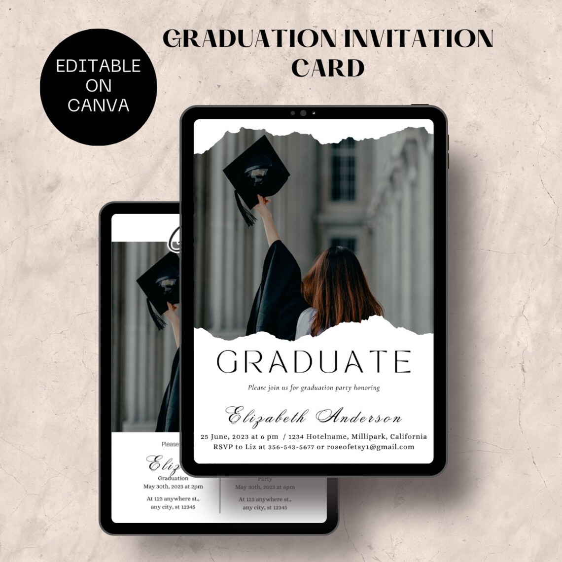 Graduation Invitation Card, Personalized Grad Announcement, Custom Grad ...