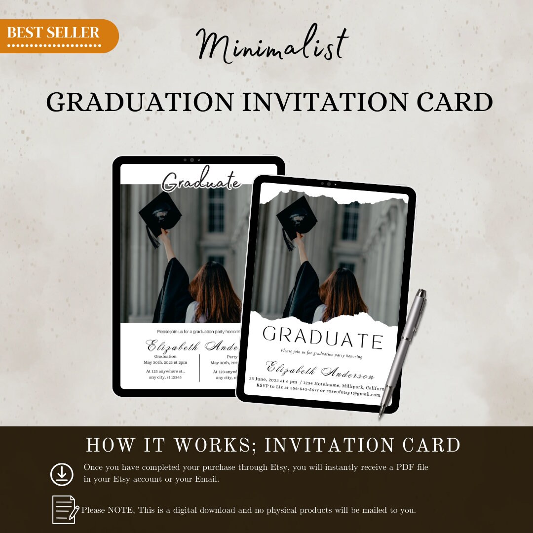 Graduation Invitation Card, Personalized Grad Announcement, Custom Grad ...