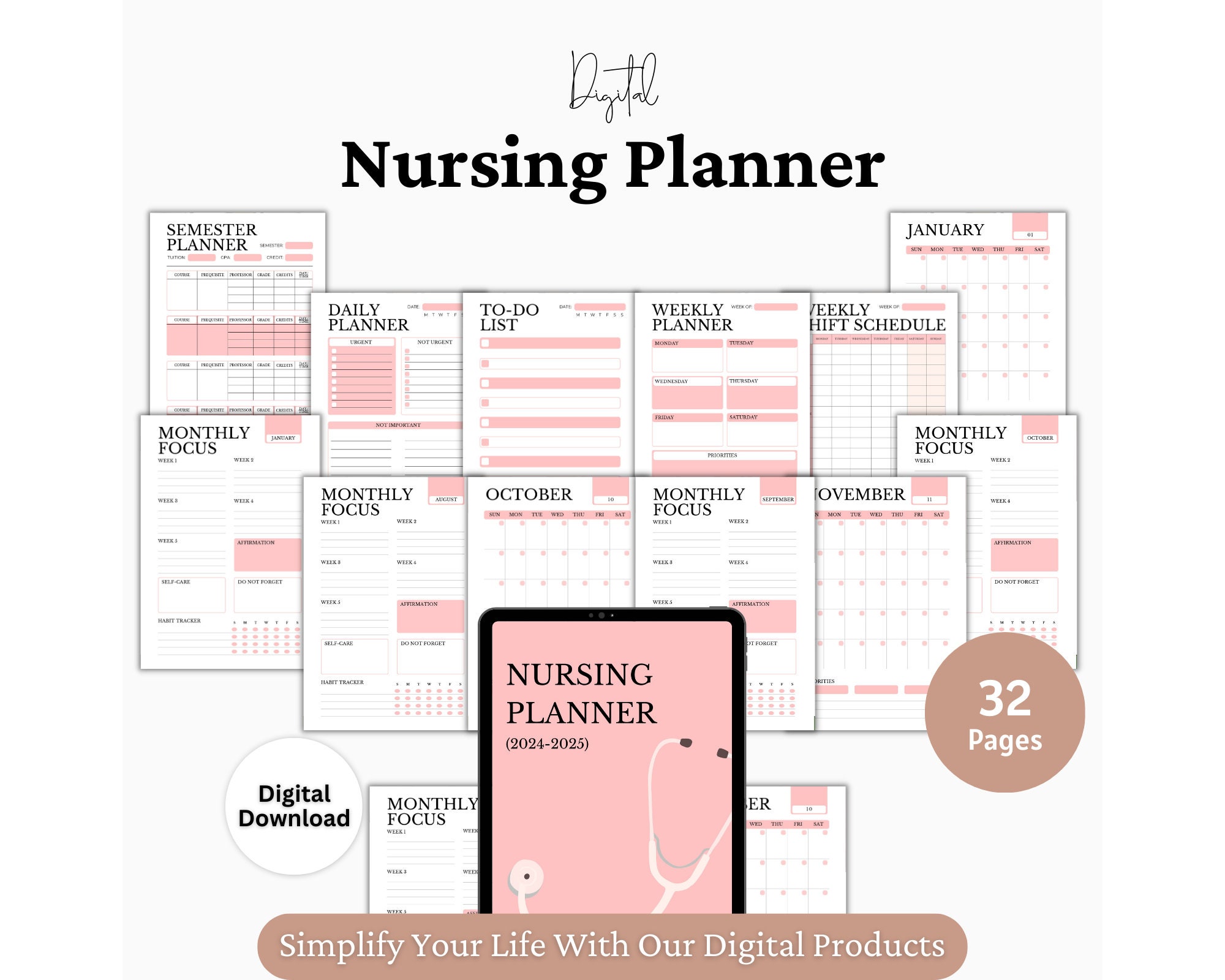 Nursing Planner, 2024 2025 Planner, Digital Medical Student Planner ...