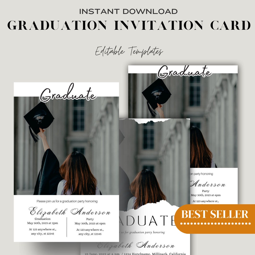 Graduation Invitation Card, Personalized Grad Announcement, Custom Grad ...