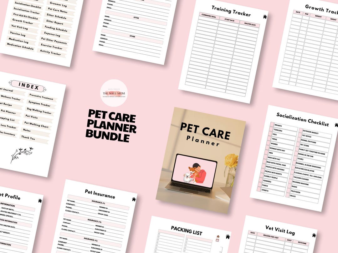 Hyperlinked Interactive Petcare Planner Online Pet Tracker Digital Pet ...