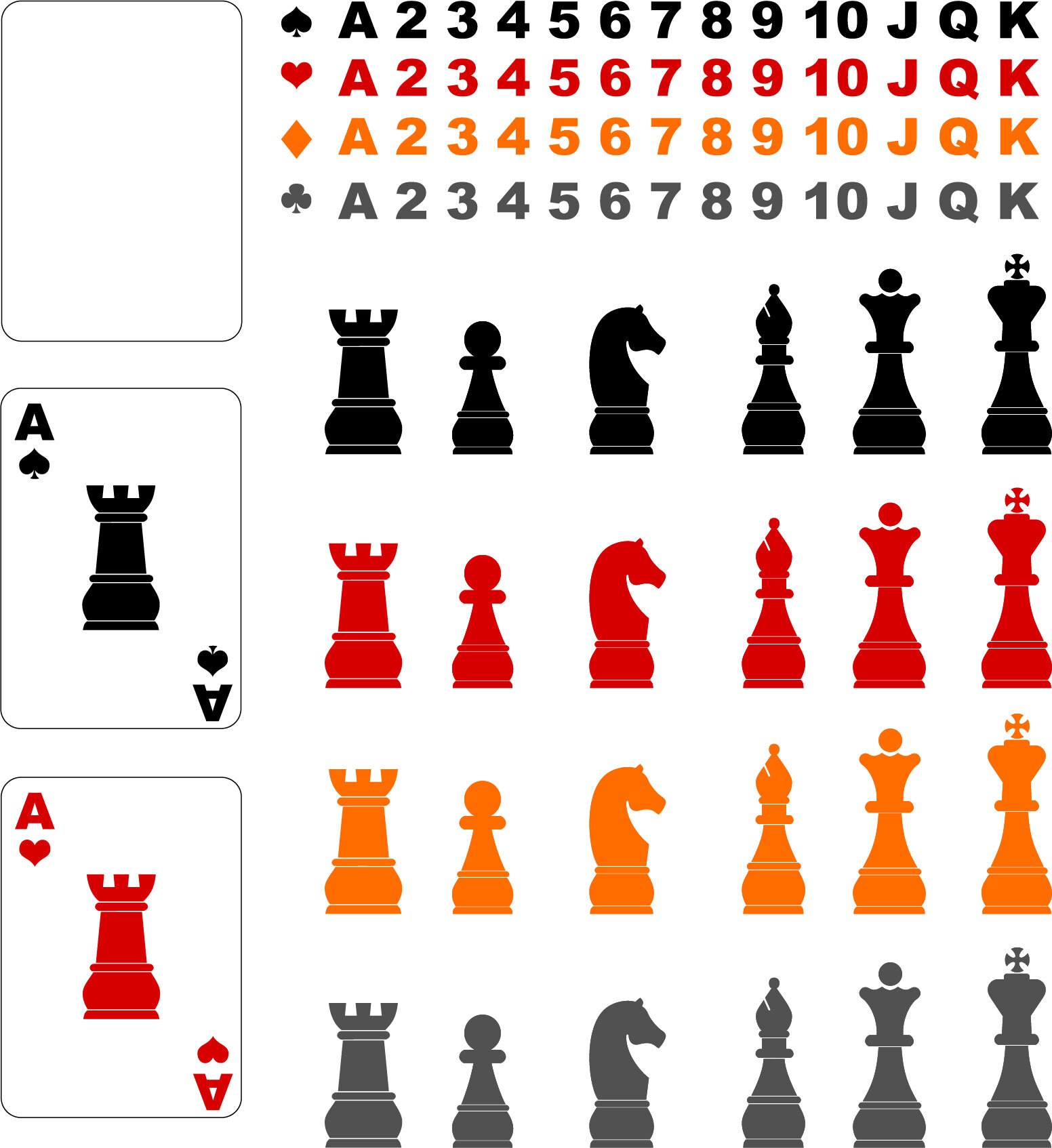 Chess Vs Cards/ Play Togehter/ Cards With Chess Figures/ Made - Etsy