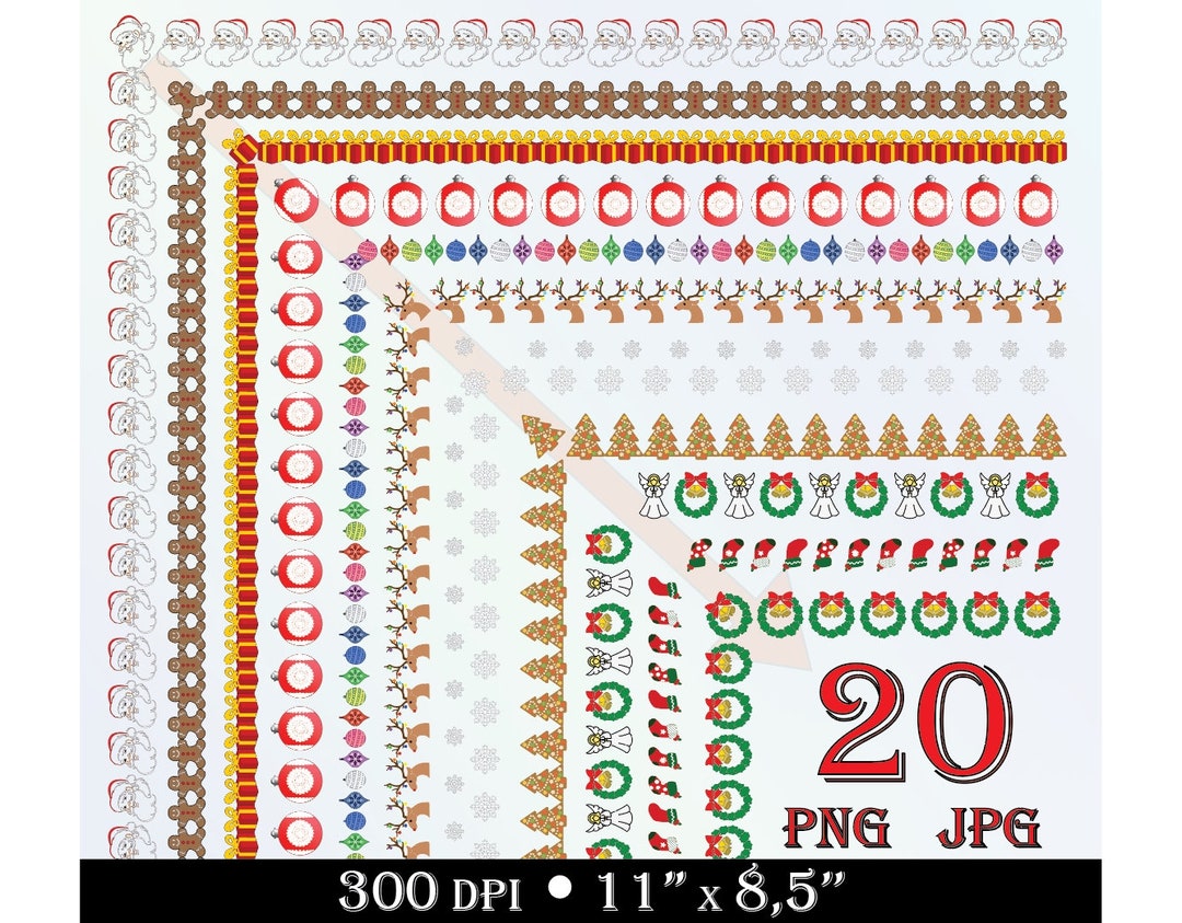 Christmas Borders SET of 20 / Borders in PNG & JPG Format / Borders for ...