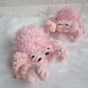 Crochet FLUFFY PINK SPIDER Cute Spider Handmade Soft Spider - Etsy