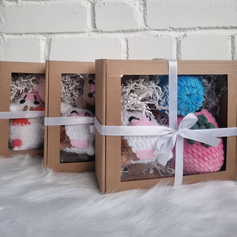 Gift Box of 3 Plushies Crochet Animal Kawaii Plush Toy - Etsy