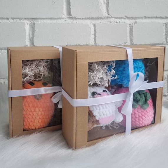 Gift Box of 3 Plushies Crochet Animal Kawaii Plush Toy - Etsy
