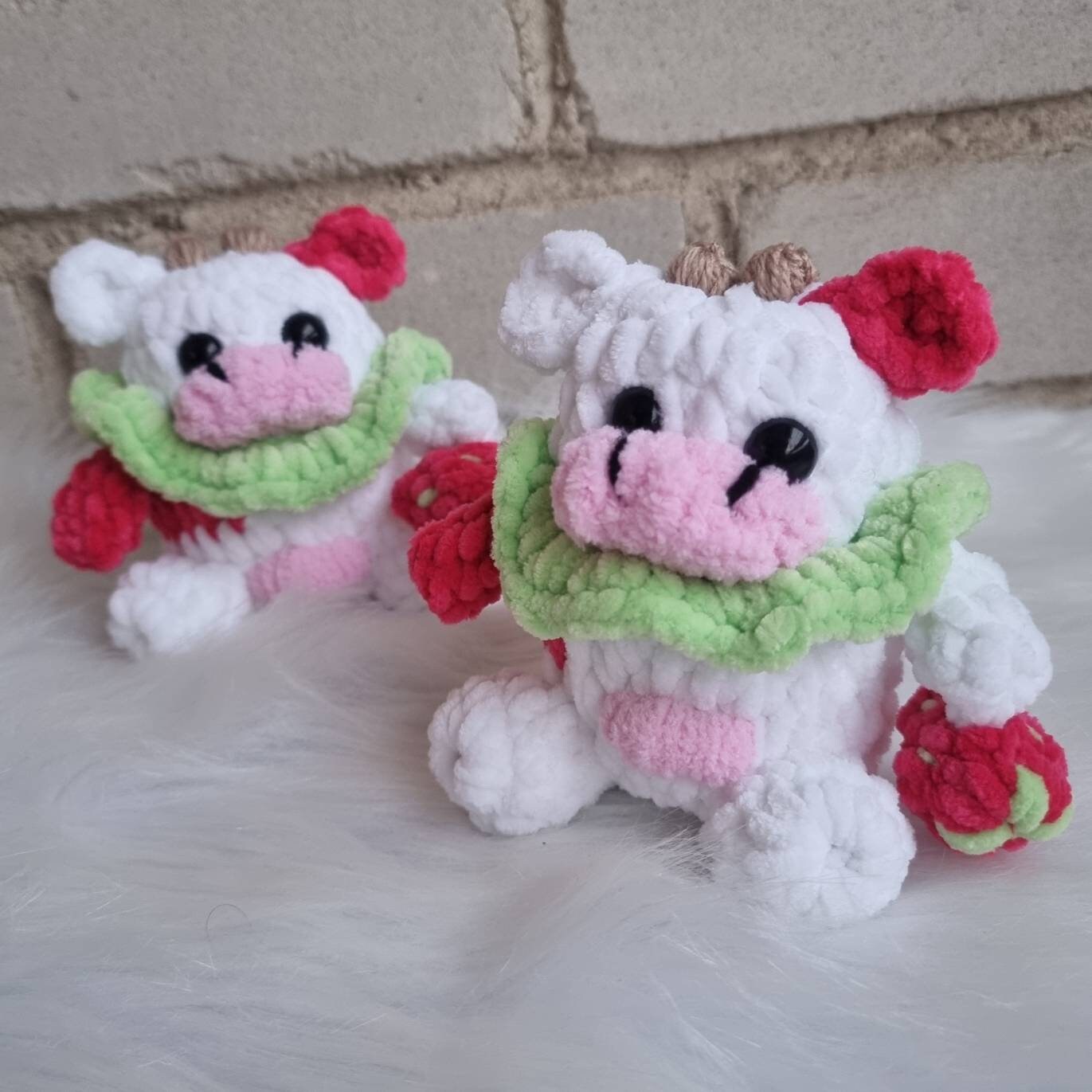Crochet Strawberry Cow Cute Cow Plush Desk Toy Handmade - Etsy