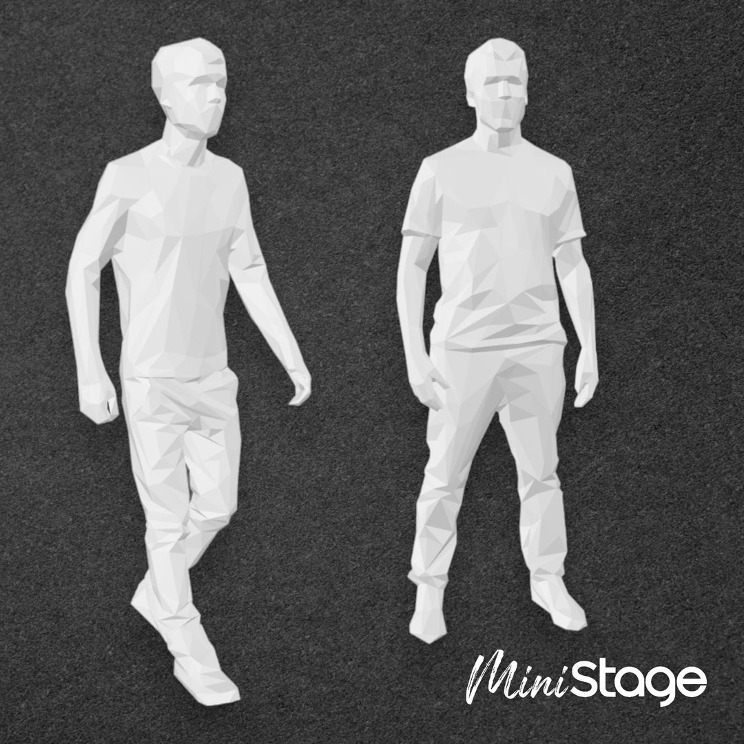 James Set of Two Low Poly Scale Figures of a Male Wearing a - Etsy