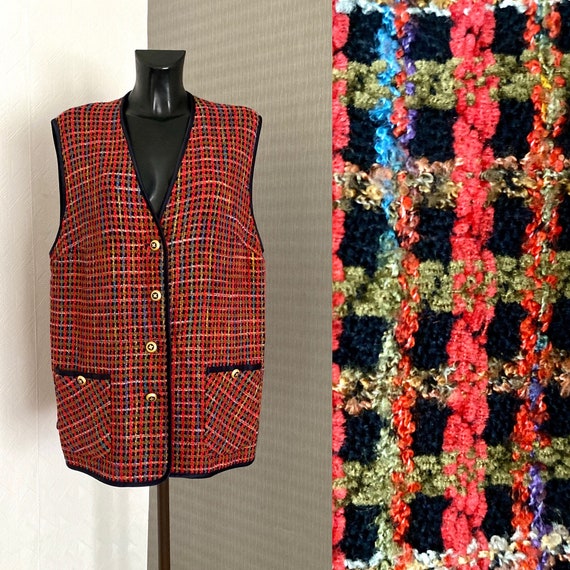 Women's Plaid Red Vest Checkered Relaxed Waistcoat | Etsy