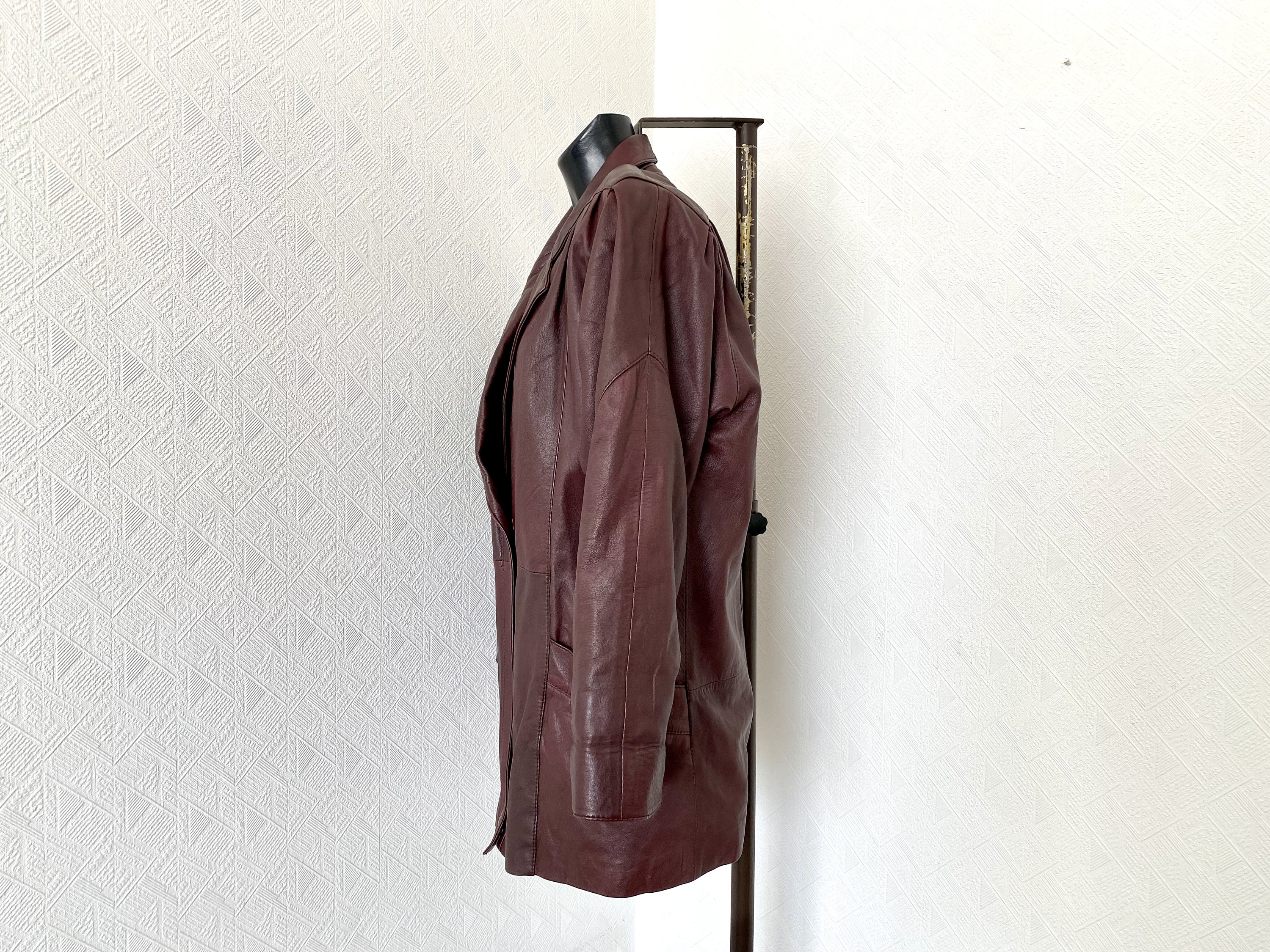 Vintage 80's Genuine Bordo Rustic Leather Oversize Jacket Red Unisex ...