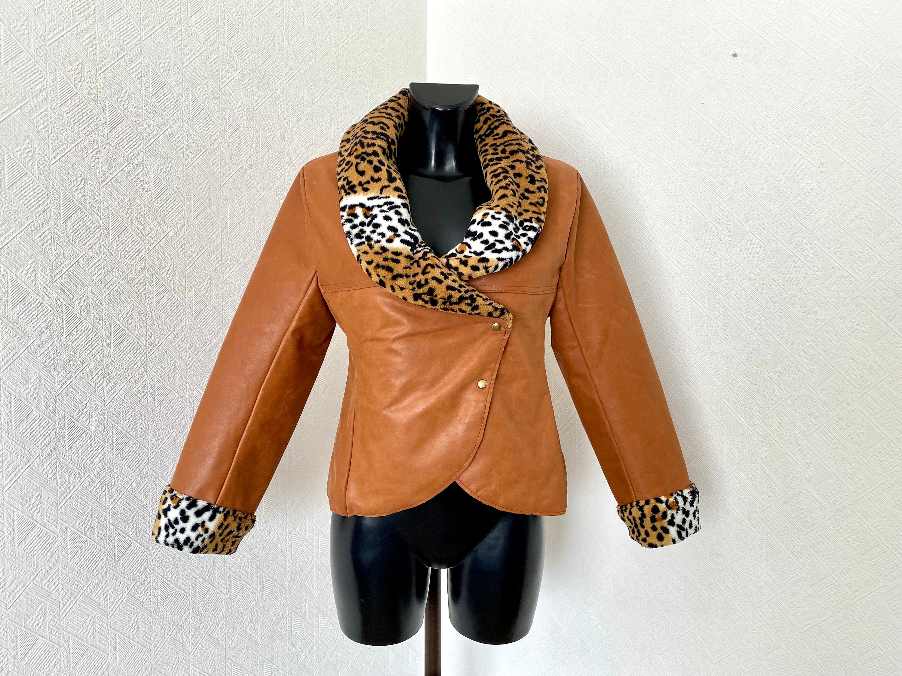 1980s Vintage Rustic Leather Jacket Brown Spring Autumn Jacket Cropped ...