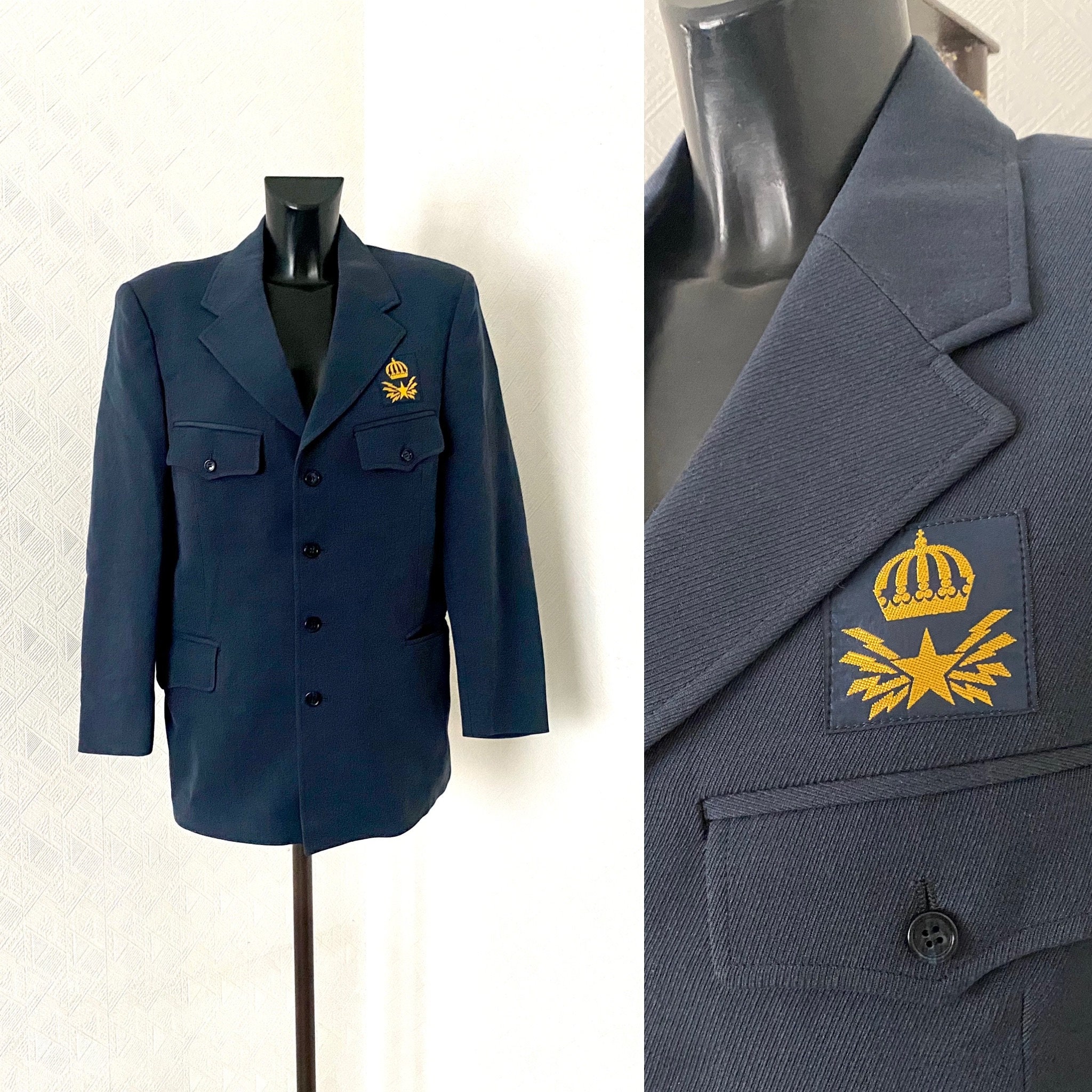 80's Swedish Royal Guard of Honor Jacket Drak Blue Men's Warm Uniform ...