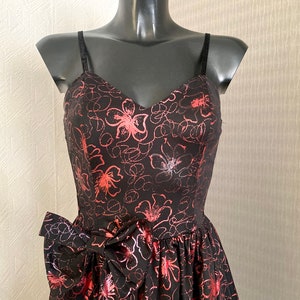 80s Vintage Prom Dress Retro Party Black Spaghetti Strap Midi - Etsy