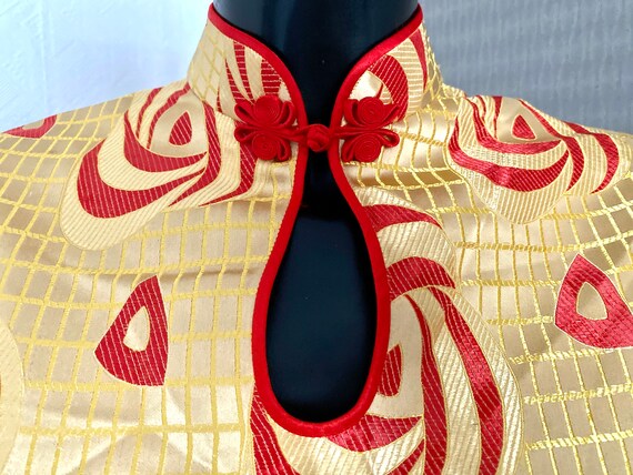Chinese Cheongsam Qipao Yellow Bright Gold Satin Dres… - Gem
