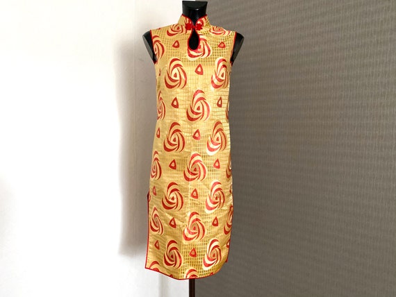 Chinese Cheongsam Qipao Yellow Bright Gold Satin Dres… - Gem
