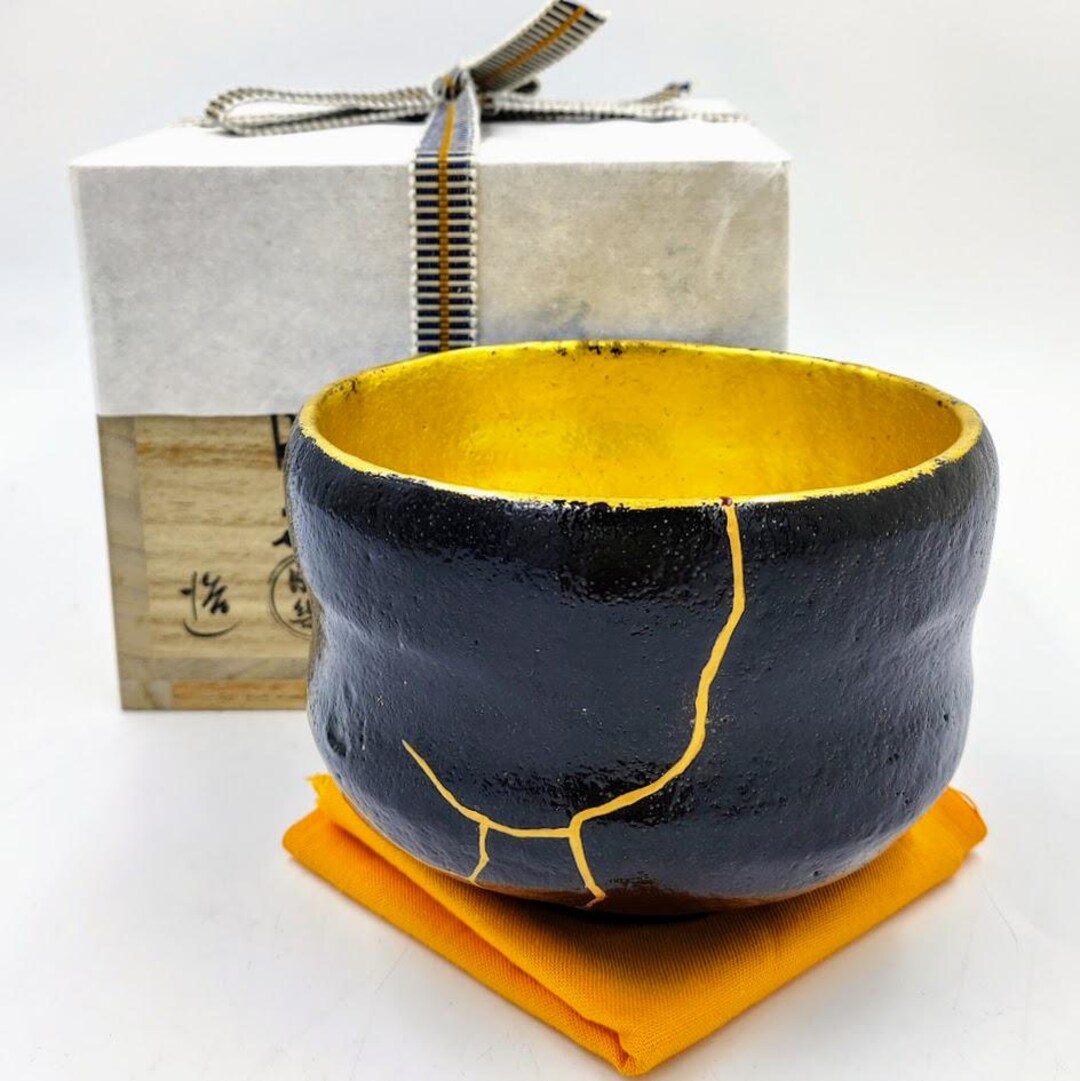 Black Raku Chawan With Kintsugi by Sasaki Shoraku 3rd - Etsy