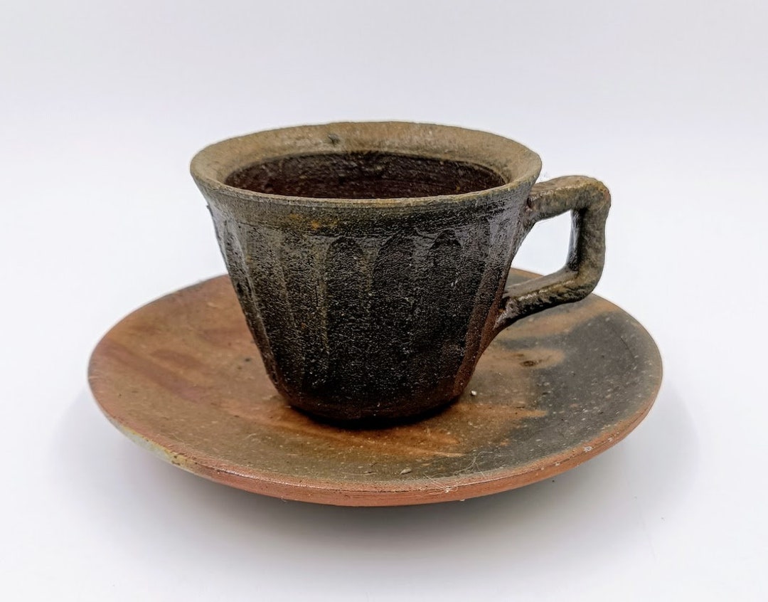 Bizen Yaki Cup and Saucer - Etsy