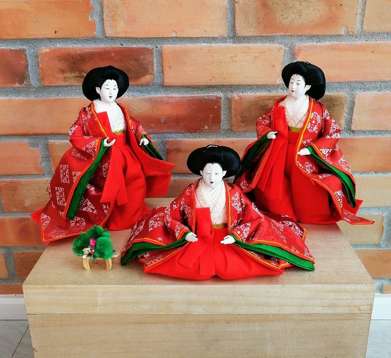 Set of 3 Japanese Ningyo Dolls | Etsy