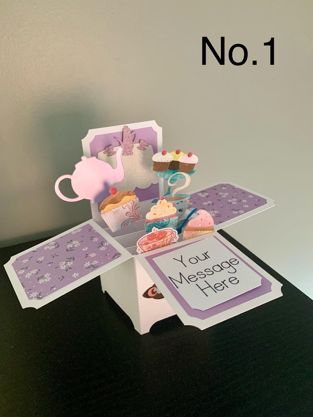 Personalised Afternoon Tea Pop up Box Card | Cupcake / Tea Card ...