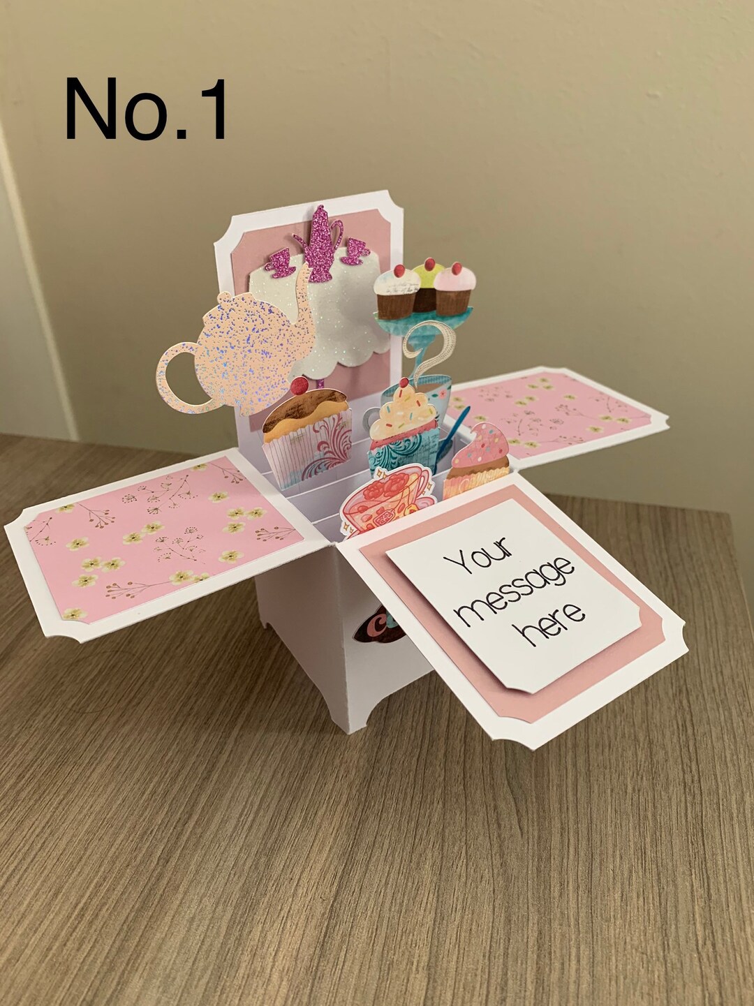 Personalised Afternoon Tea Pop up Box Card Cupcake / Tea Card Birthday ...