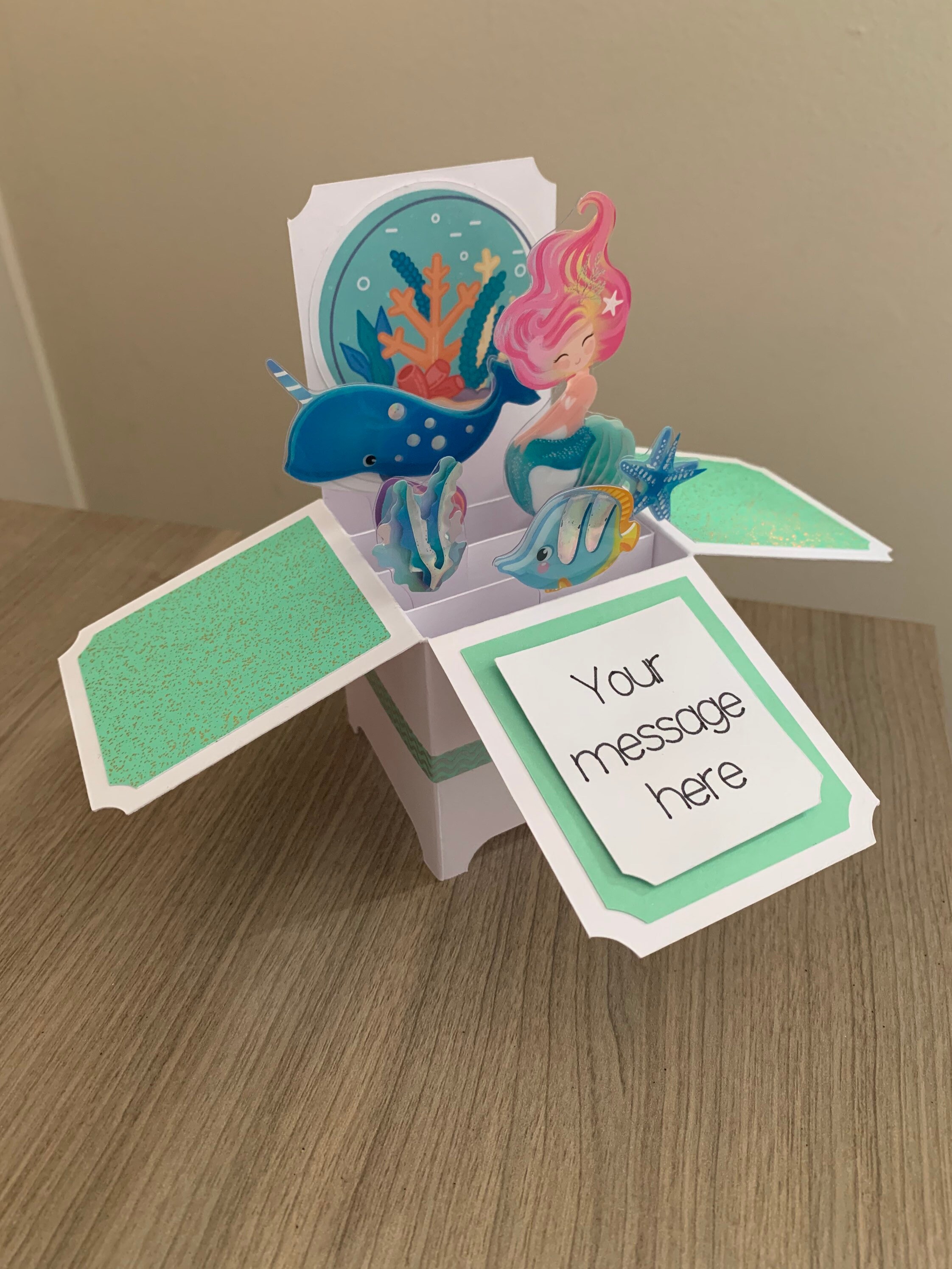 Personalised Mermaid Pop up Box Card Sealife Pop up Box Card - Etsy UK
