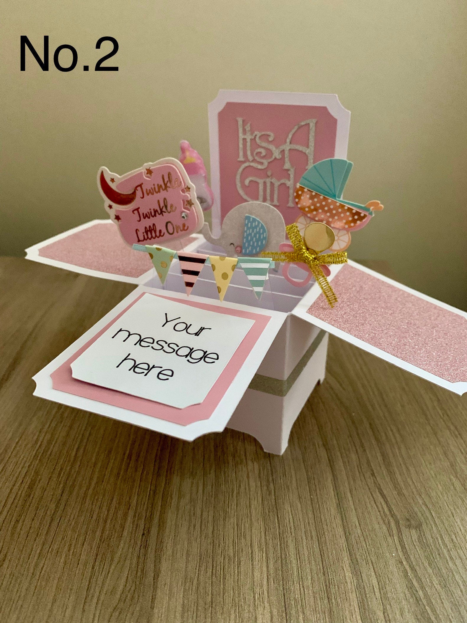 Personalised Its a girl pop up box card Baby girl pop up - Etsy