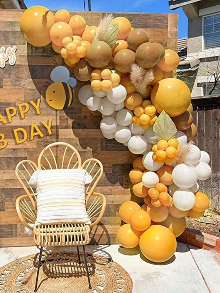 97pcs Bee Party Balloons Garland Kit Mustard Yellow Caramel Balloon ...