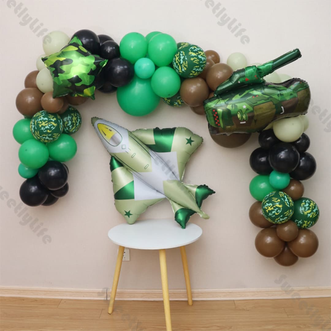 110pcs Army Soldier Balloons Garland Set Camo Military Theme Balloon ...